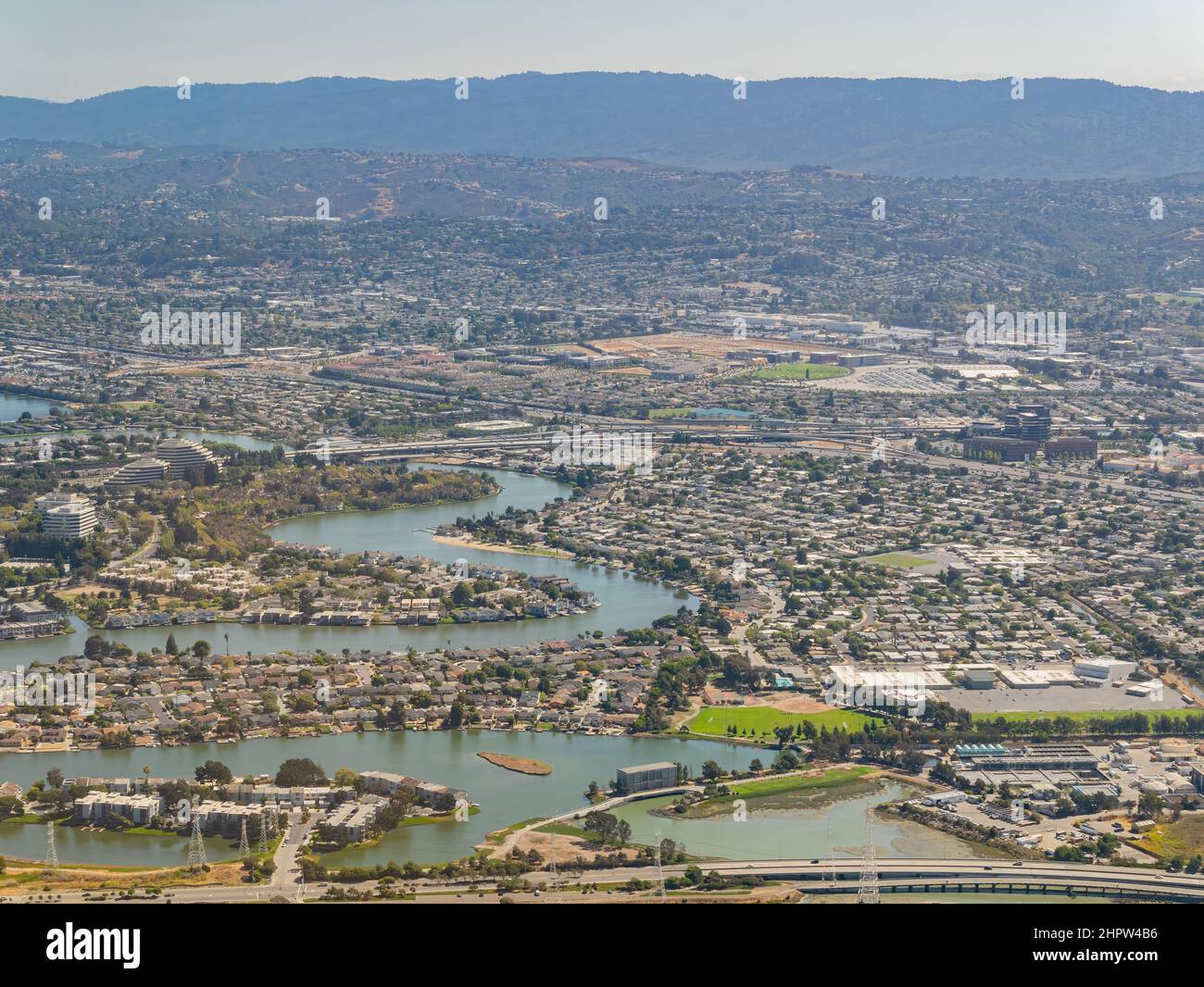 Aerial view of the Foster City and cityscape at California Stock Photo ...