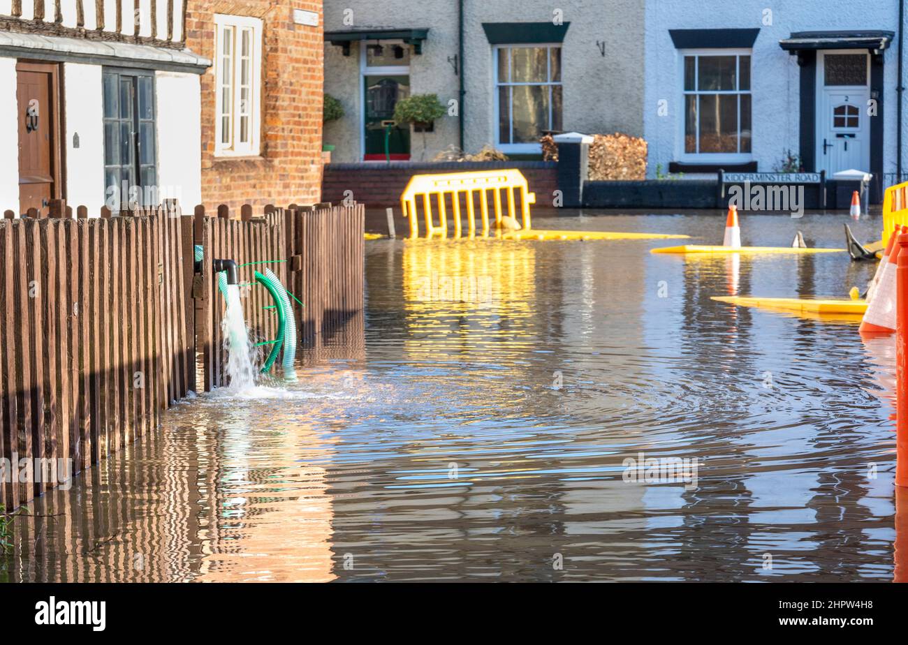 Bewdley,Worcestershire,England,UK- February 22 2022: Flood wate from ...