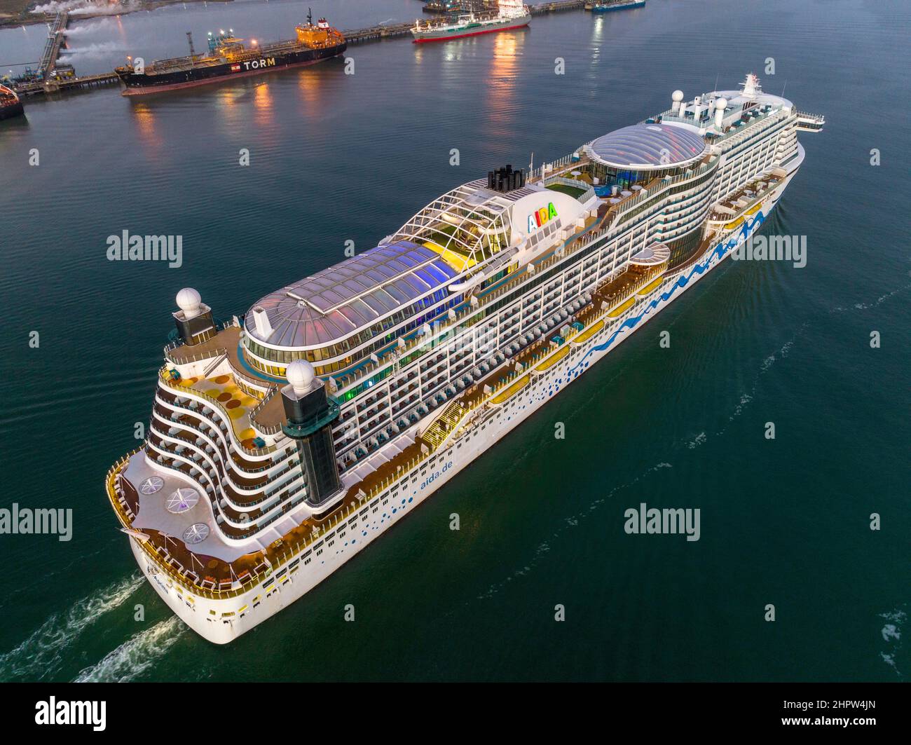Cruise ship AIDAprima the flagship of AIDA Cruises, arriving at ...