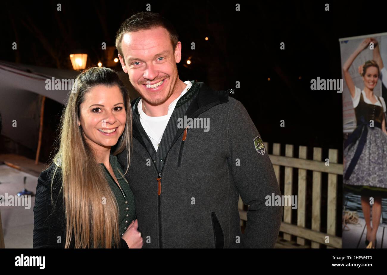 Munich, Germany. 23rd Feb, 2022. The luger Felix Loch and his wife Lisa ...