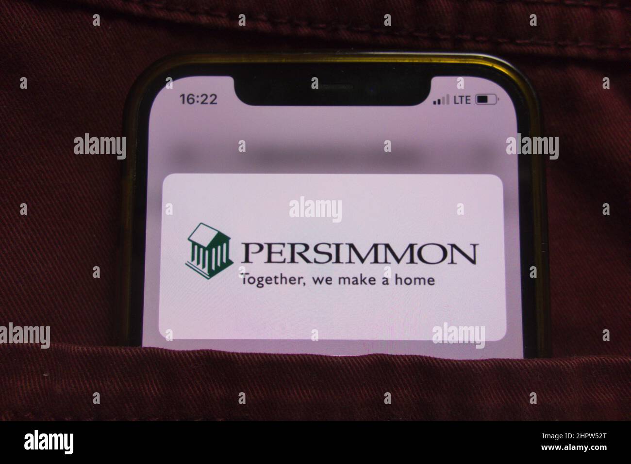 KONSKIE, POLAND - February 22, 2022: Persimmon plc logo displayed on ...