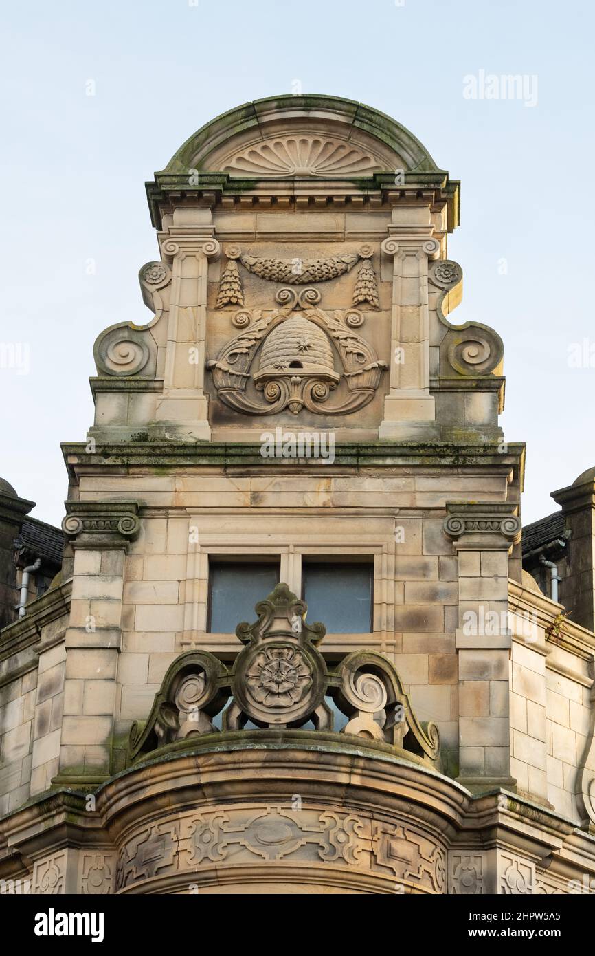 Coop beehive symbol or logo, Church Street, Lancaster, England, UK ...