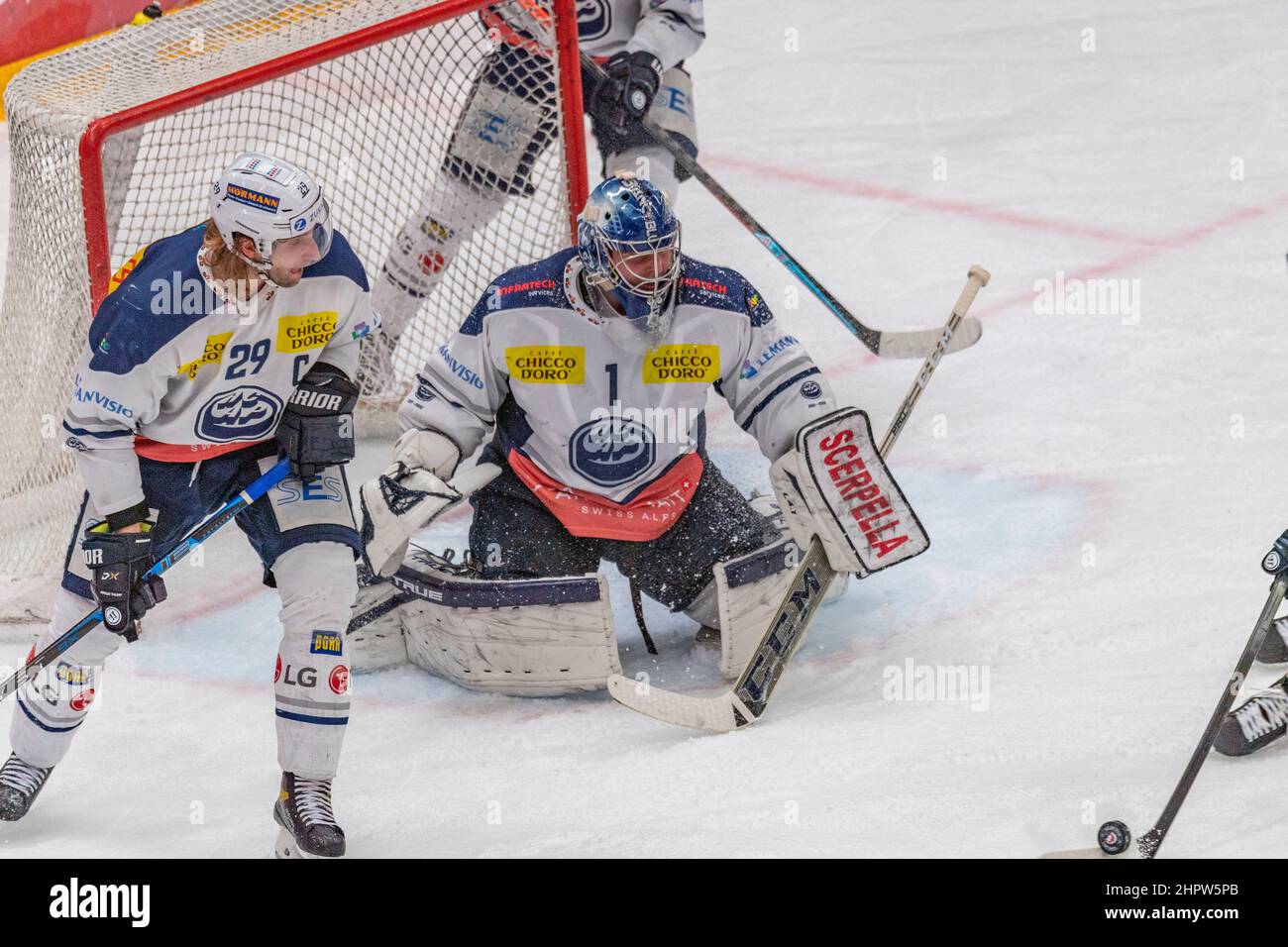 Lausanne, Switzerland. 02nd Feb, 2022. Benjamin Conz (goalkeeper) of HC ...