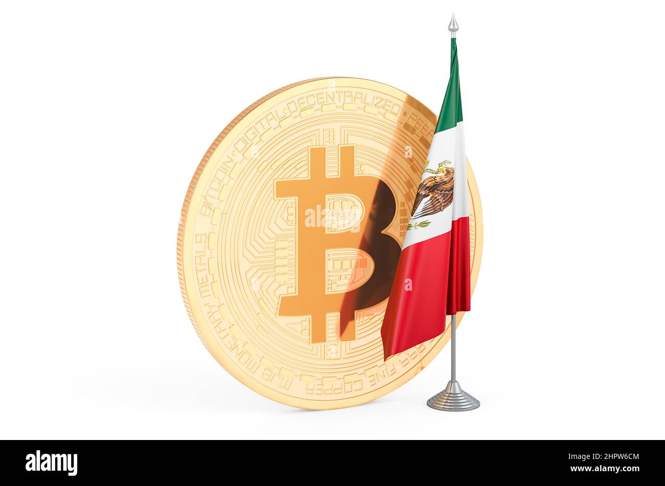 Bitcoin adoption in Mexico, 3D rendering isolated on white background ...