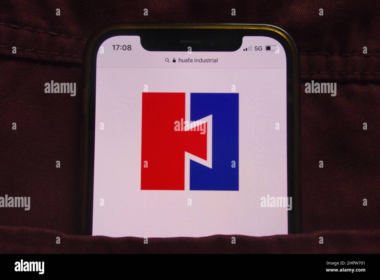 KONSKIE, POLAND - February 22, 2022: Huafa Industrial company logo ...