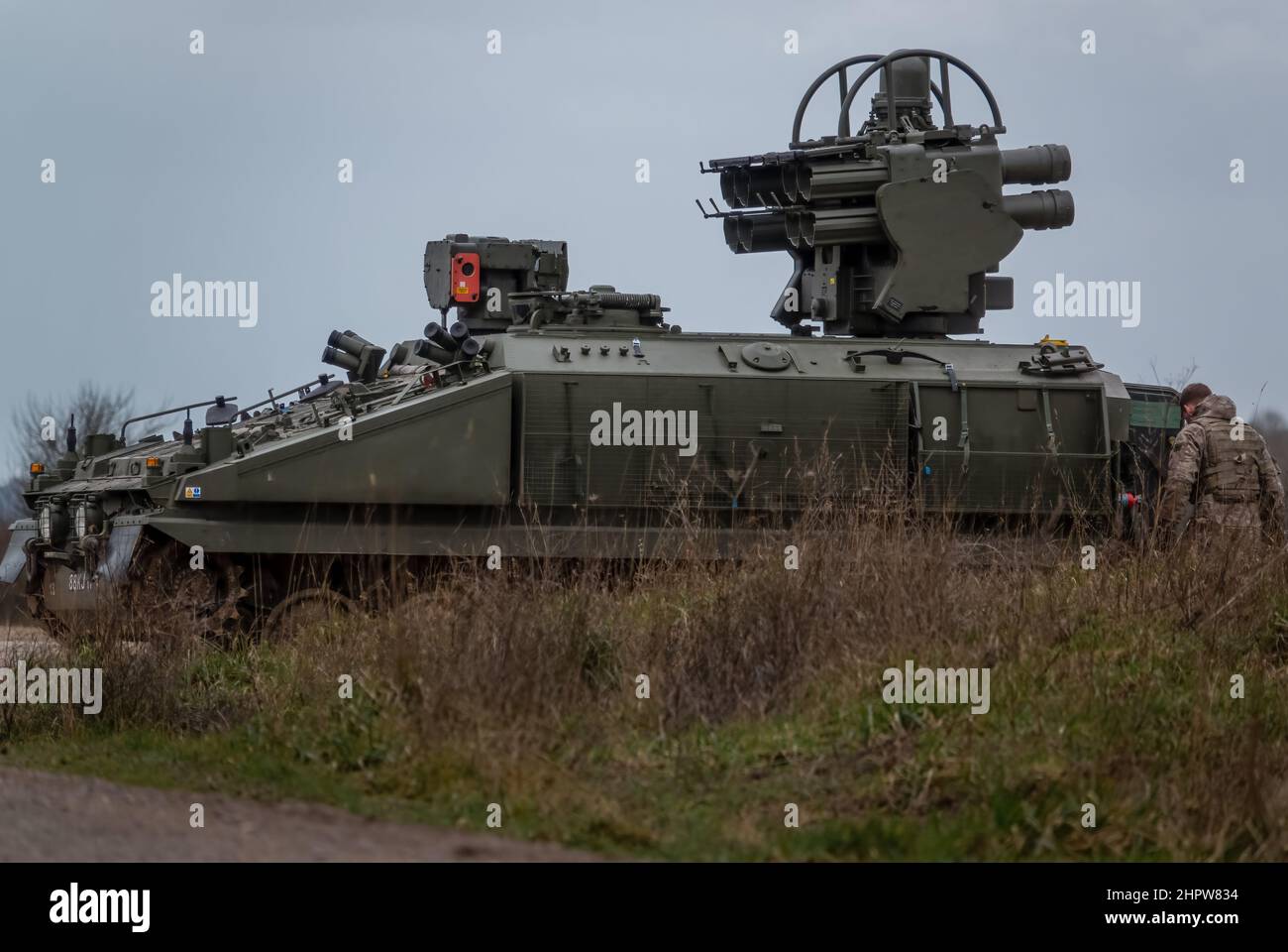 British Army Alvis Starstreak Stormer CVRT tracked armoured vehicle on ...
