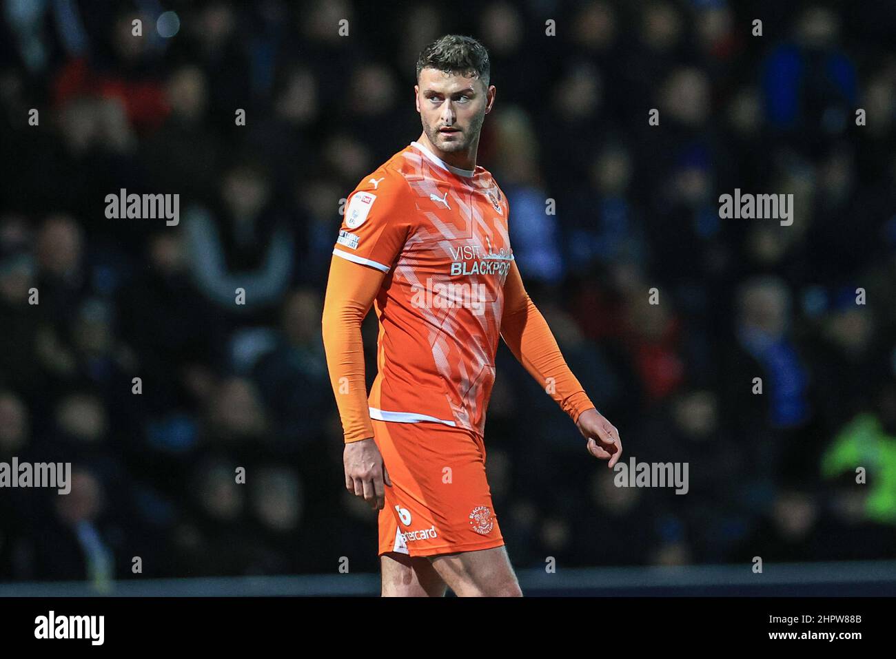 London, UK. 23rd Feb, 2022. Gary Madine #14 of Blackpool during the ...