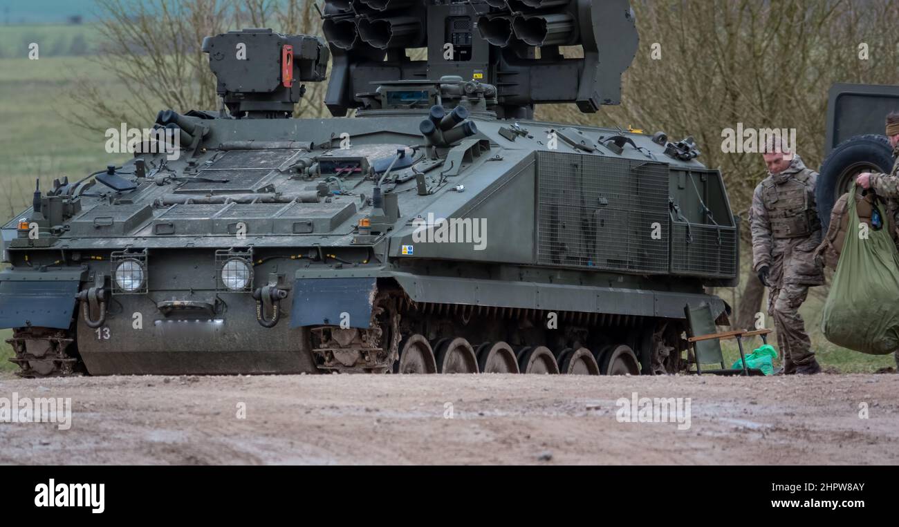 British Army Alvis Starstreak Stormer CVRT tracked armoured vehicle on ...