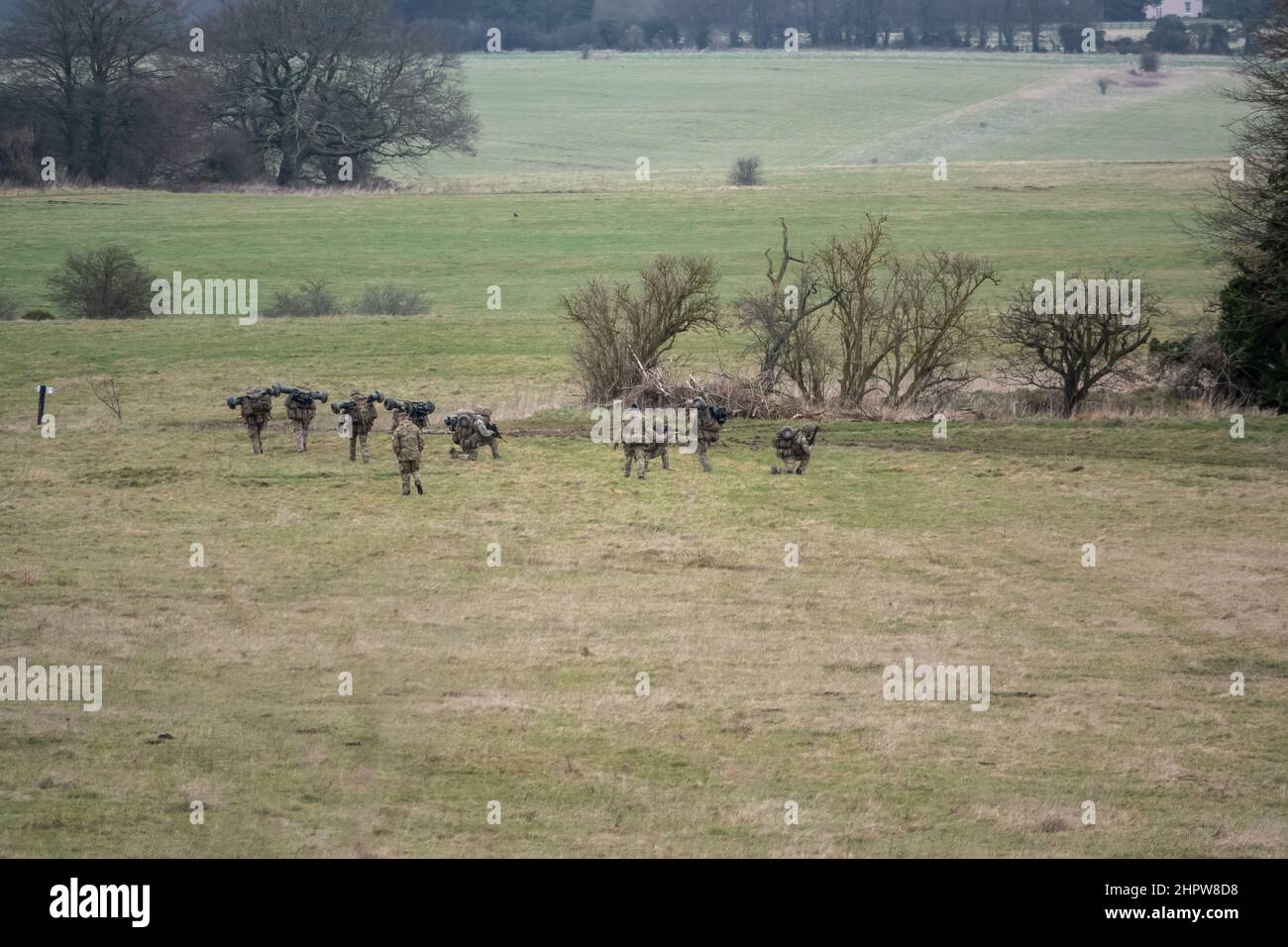 British army soldiers on a military tabbing exercise with 40Kg bergen ...