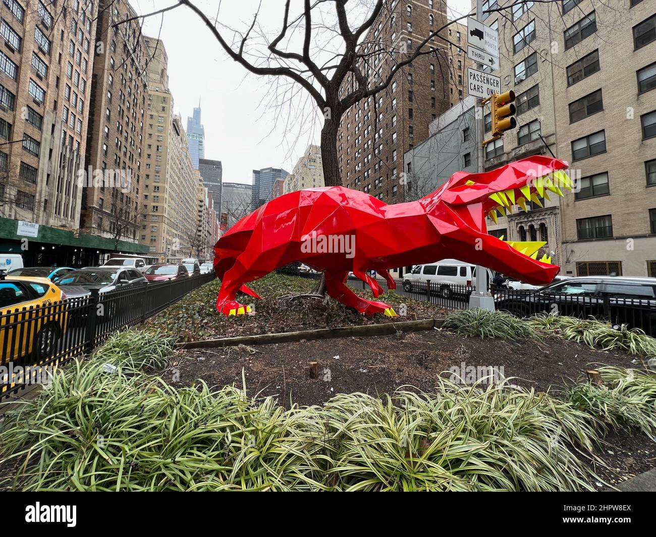 Rexor the Tyrannosaurus Rex by artist Idriss B. stands in the flower ...