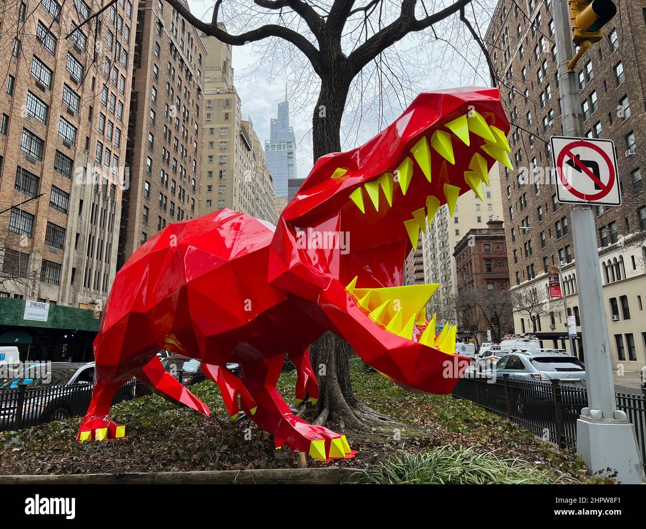 Rexor the Tyrannosaurus Rex by artist Idriss B. stands in the flower ...