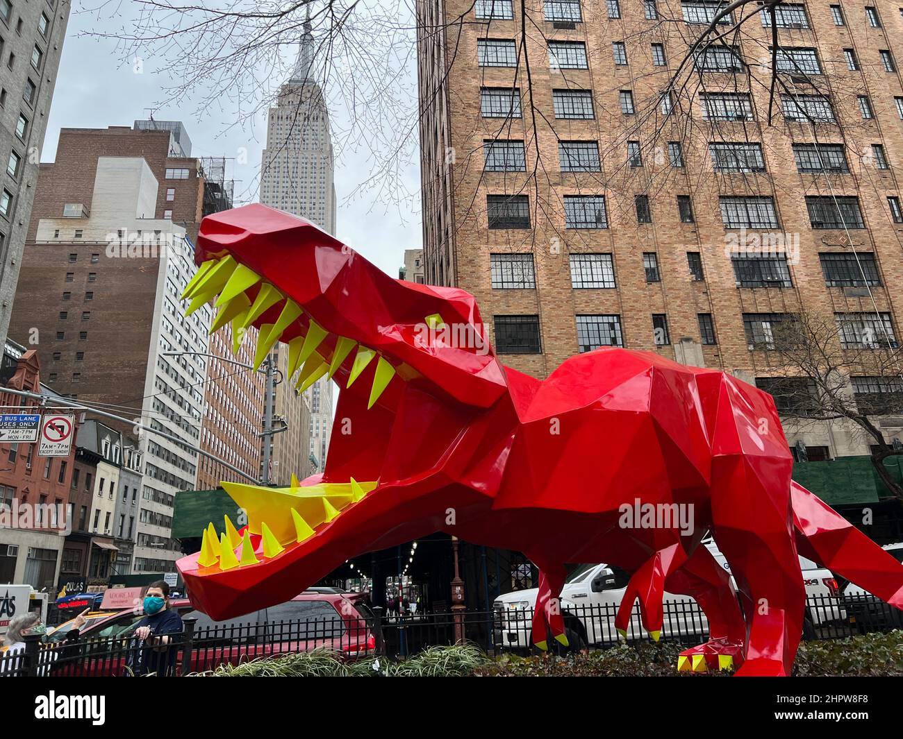 Rexor the Tyrannosaurus Rex by artist Idriss B. stands in the flower ...