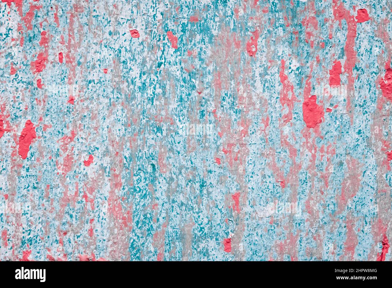Colorful peeling paint abstract color pattern design worn weathered white wall surface texture ...
