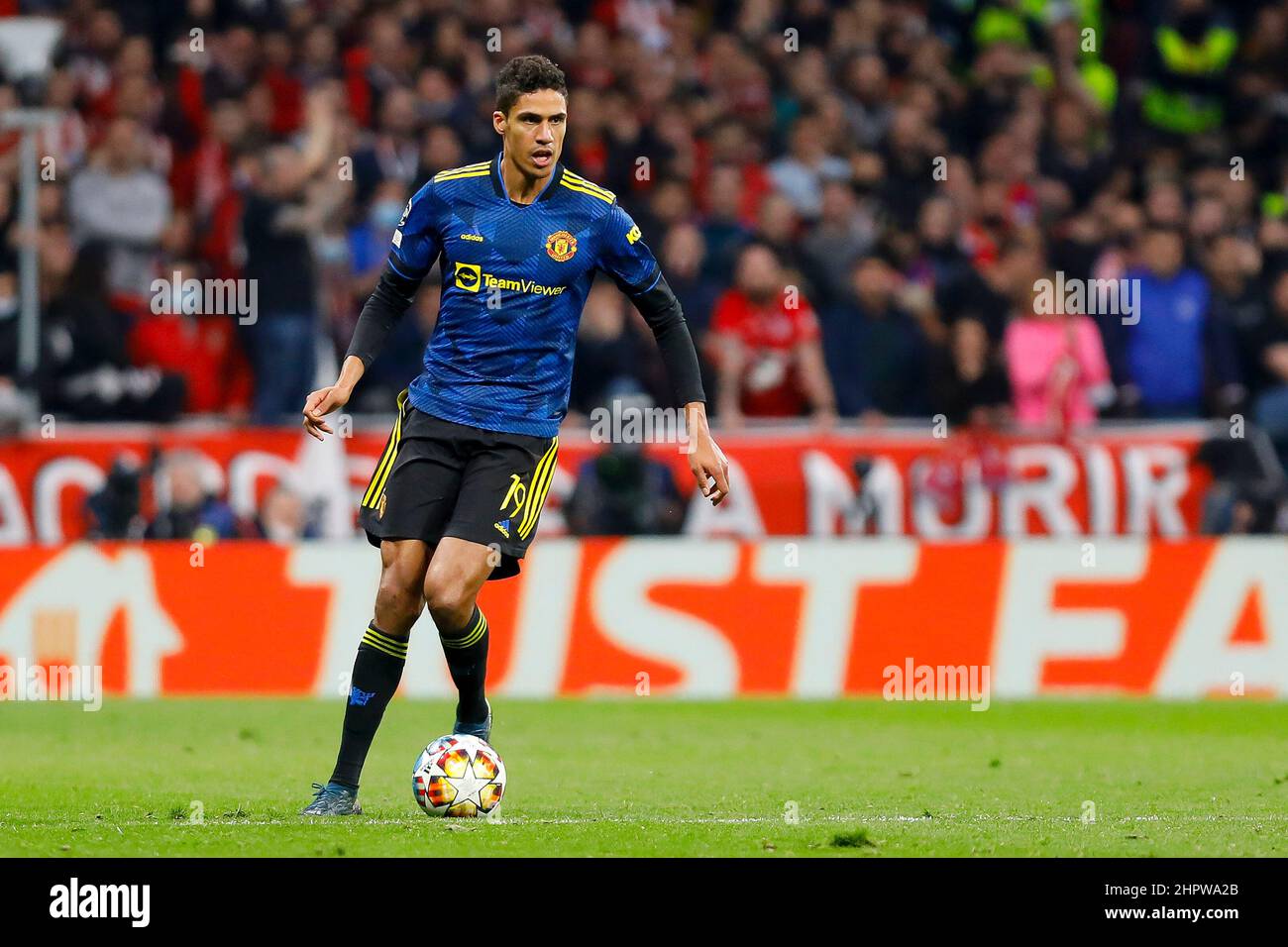 MADRID, SPAIN - FEBRUARY 23: Raphael Varane of Manchester United during ...
