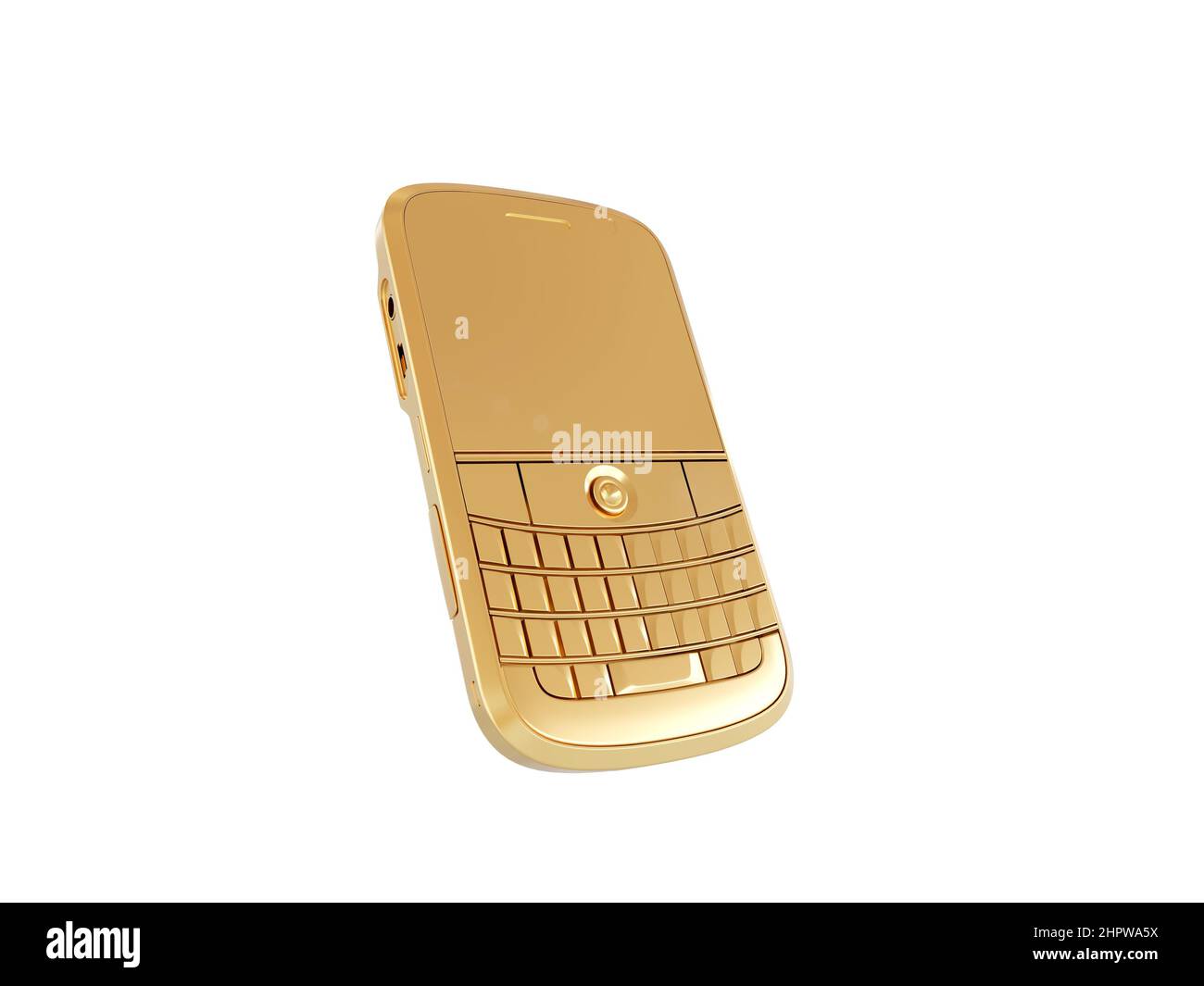 conceptual image of a gold phone isolated on a white background. 3d ...