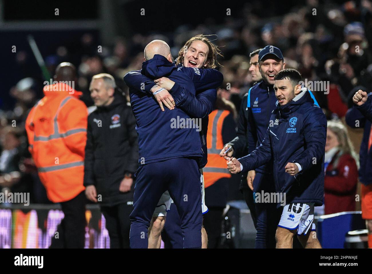 Mark Warburton manager of Queens Park Rangers celebrates the 2-1 win ...