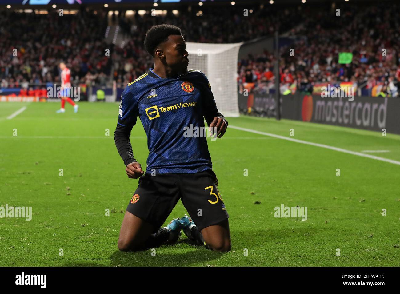 Madrid, Spain, 23rd February 2022. Anthony Elanga of Manchester United ...