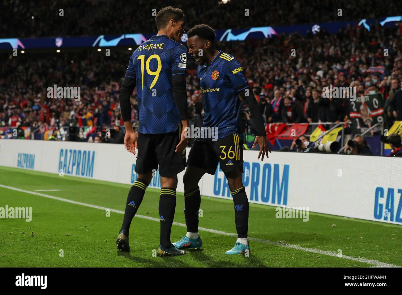 Madrid, Spain, 23rd February 2022. Anthony Elanga of Manchester United ...