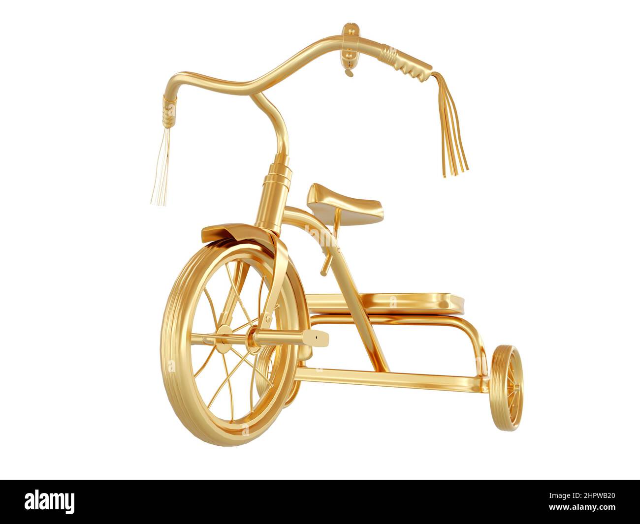 Golden Bike isolated on a white background. 3d Rendering Stock Photo ...