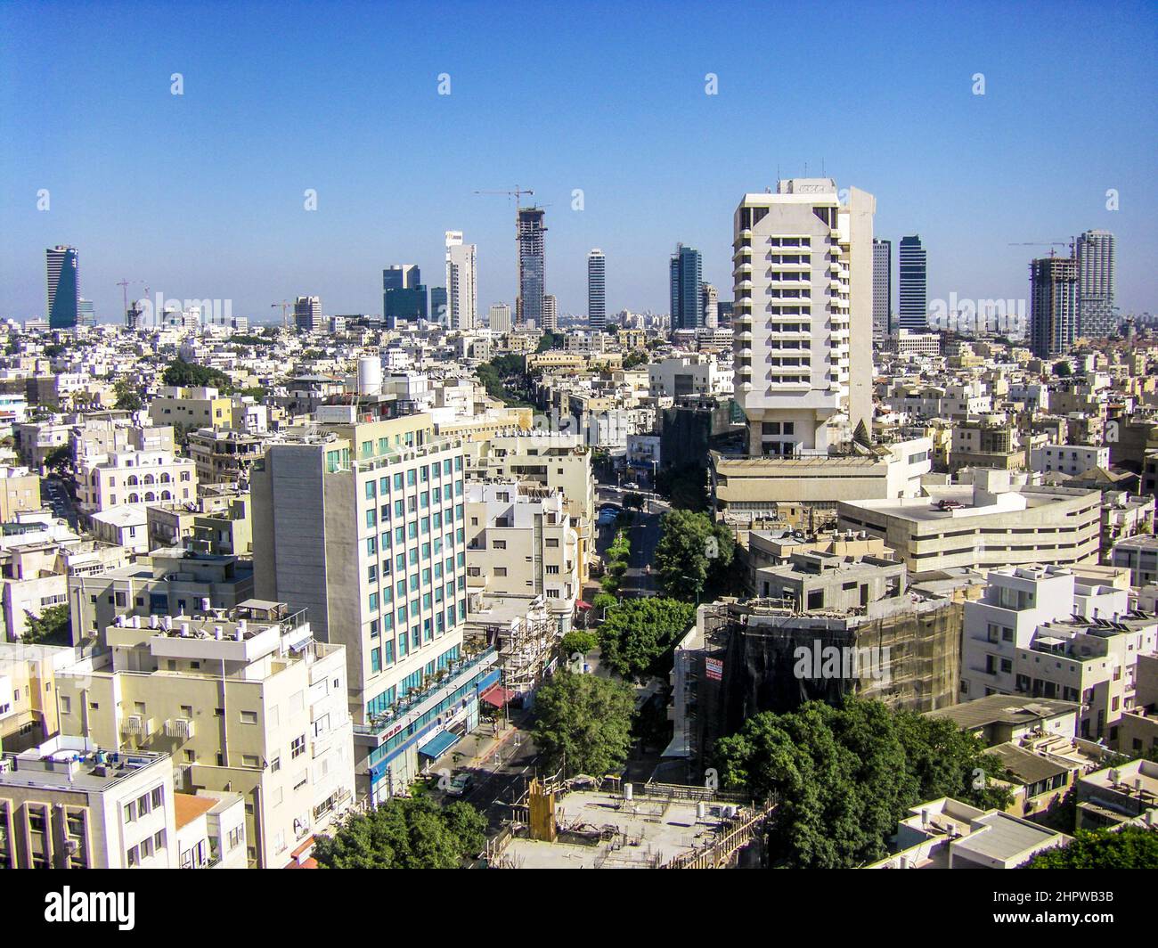 panoramic view on roofs of old Tel-Aviv (Israel) on the modern ...