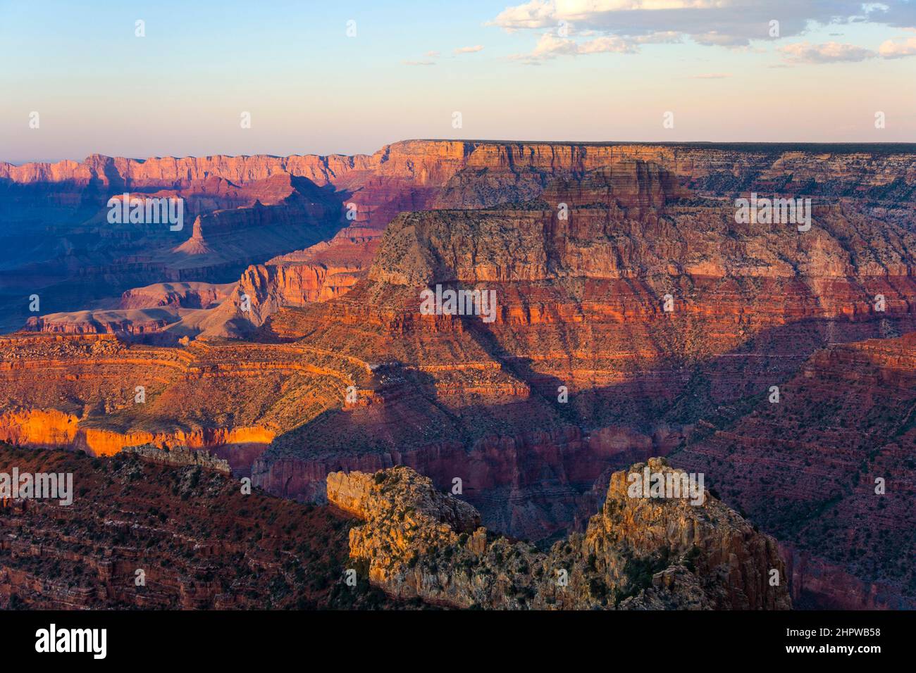 colorful Sunset at Grand Canyon seen from Mathers Point, South Rim ...