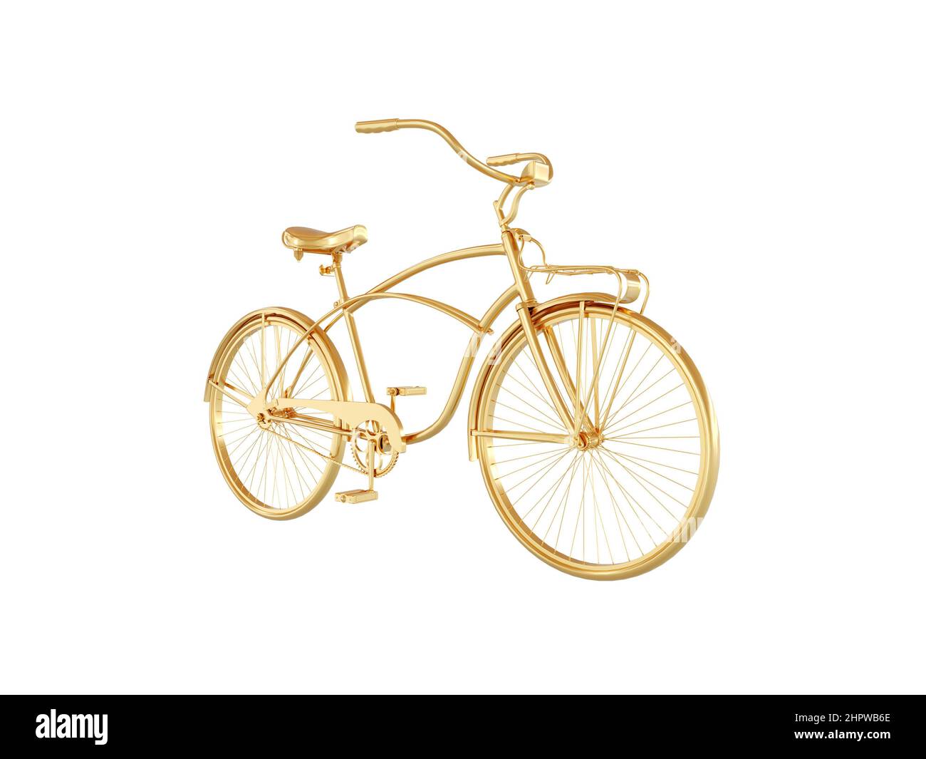 Golden Bike isolated on a white background. 3d Rendering Stock Photo ...