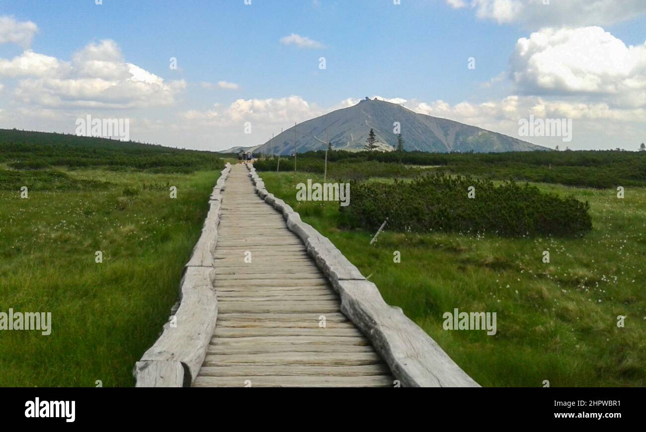 Aerial shot of Snezka Mountain in Czech Republic Stock Photo - Alamy