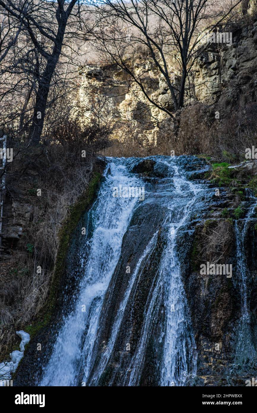 Waterfall in wild area close to georgian capital city Tbilisi in early ...