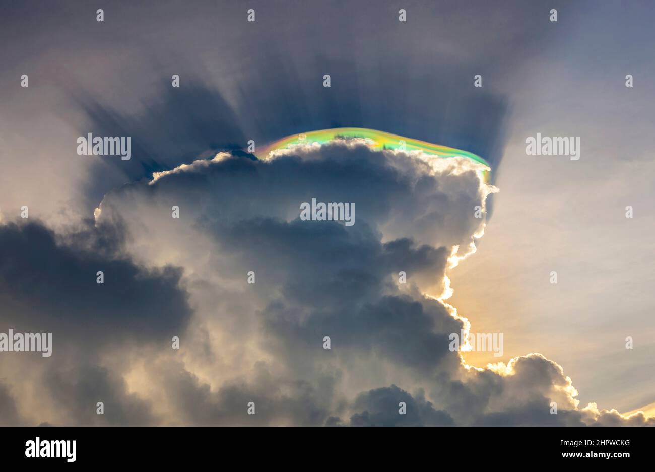 beautiful sky with clouds and colorful prisma light reflections Stock Photo - Alamy