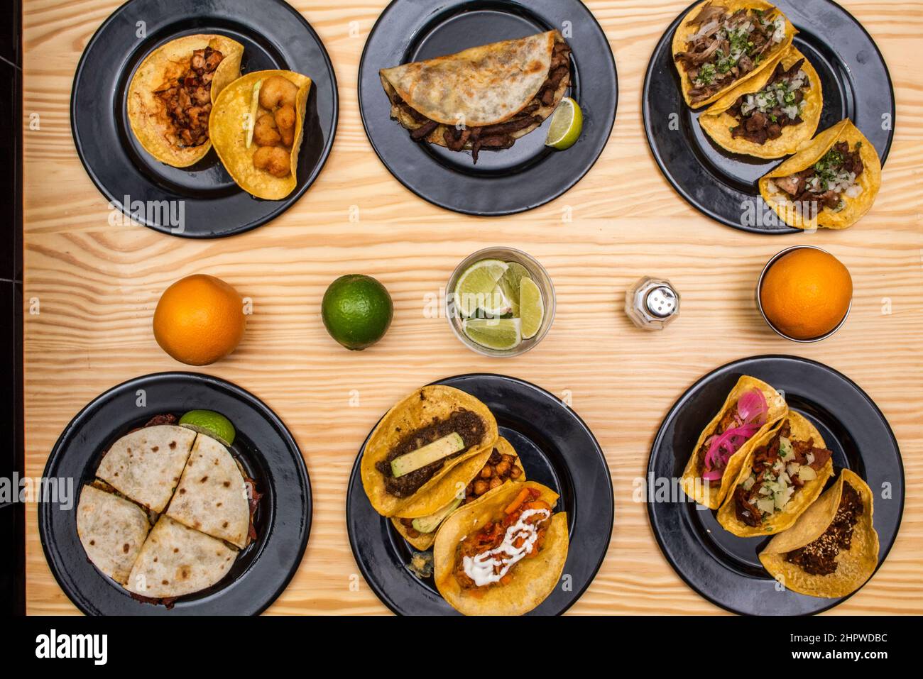 Image of a set of typical Mexican cuisine dishes with chickpea tacos ...