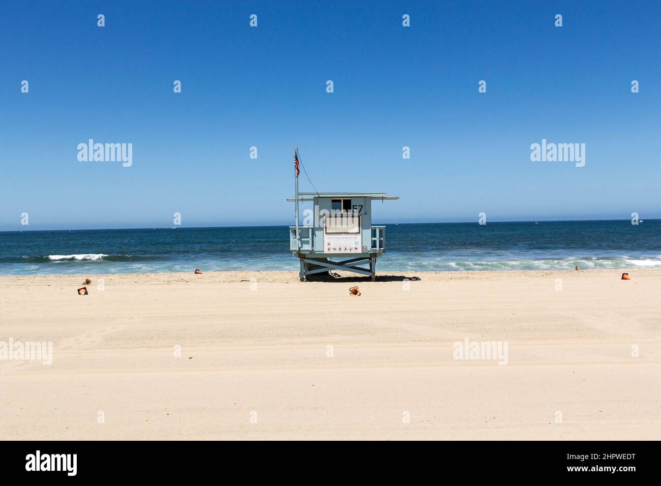 empty beach hut at empty beautiful beach in Redondo beach , Los Angeles ...
