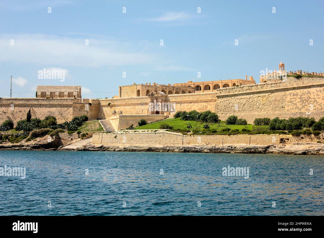 The city walls of Valletta with old castle - Malta Stock Photo - Alamy
