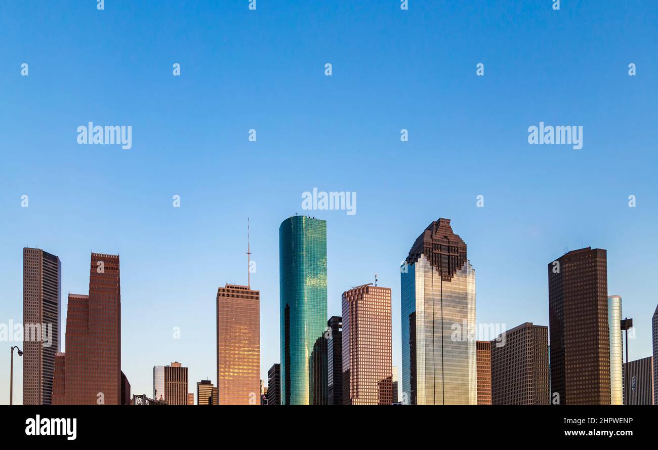 View on downtown Houston in late afternoon with skyscraper Stock Photo ...