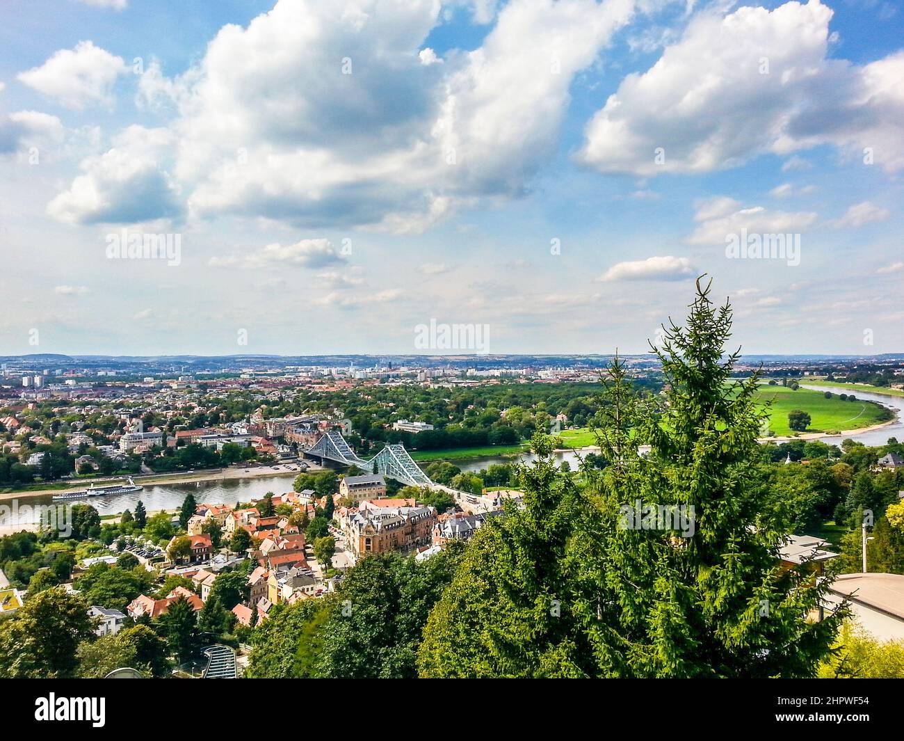 famous Elbe valley in Dresden, Germany under blue sky Stock Photo - Alamy