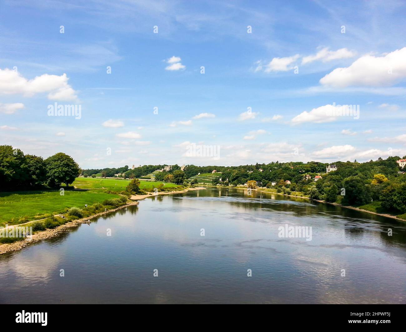 famous Elbe valley in Dresden, Germany under blue sky Stock Photo - Alamy