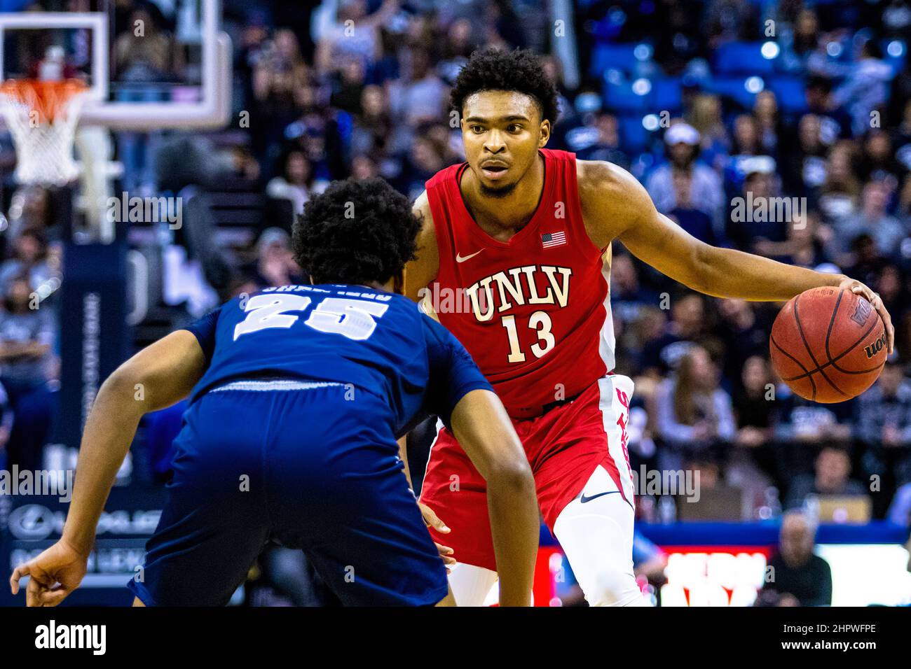 Reno, United States. 22nd Feb, 2022. Las Vegas guard #13 Bryce Hamilton ...