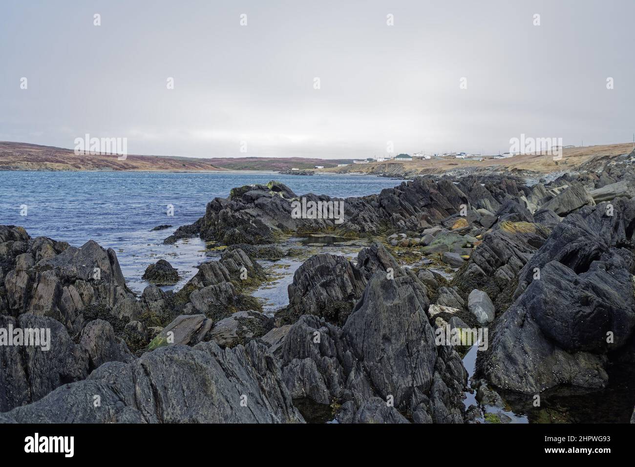 Beautiful landscape of rocks in Rugged coastline, Newfoundland and ...