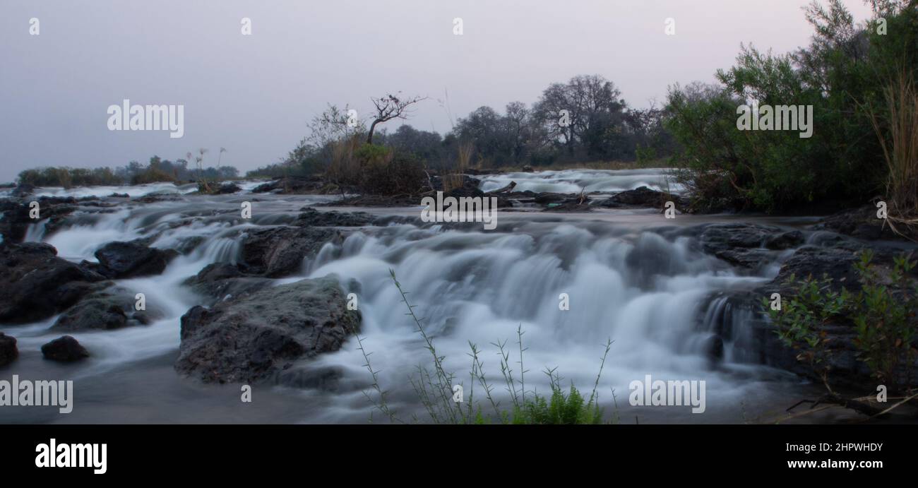 Long exposure image of the Popa Waterfalls located on the Kwando River ...