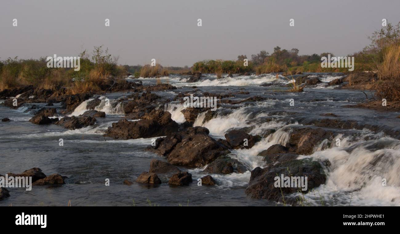 Long exposure image of the Popa Waterfalls located on the Kwando River ...
