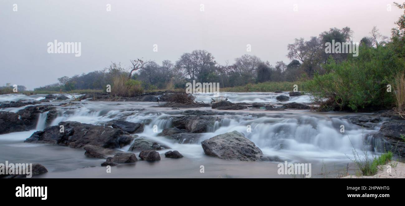 Long exposure image of the Popa Waterfalls located on the Kwando River ...