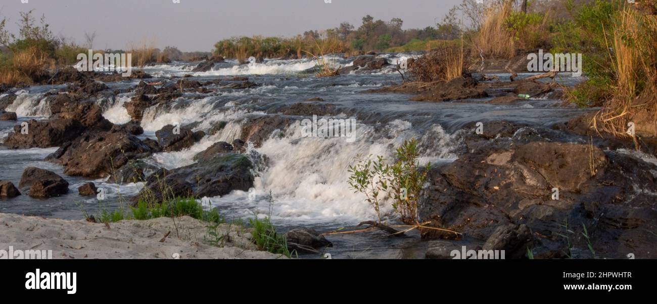Long exposure image of the Popa Waterfalls located on the Kwando River ...