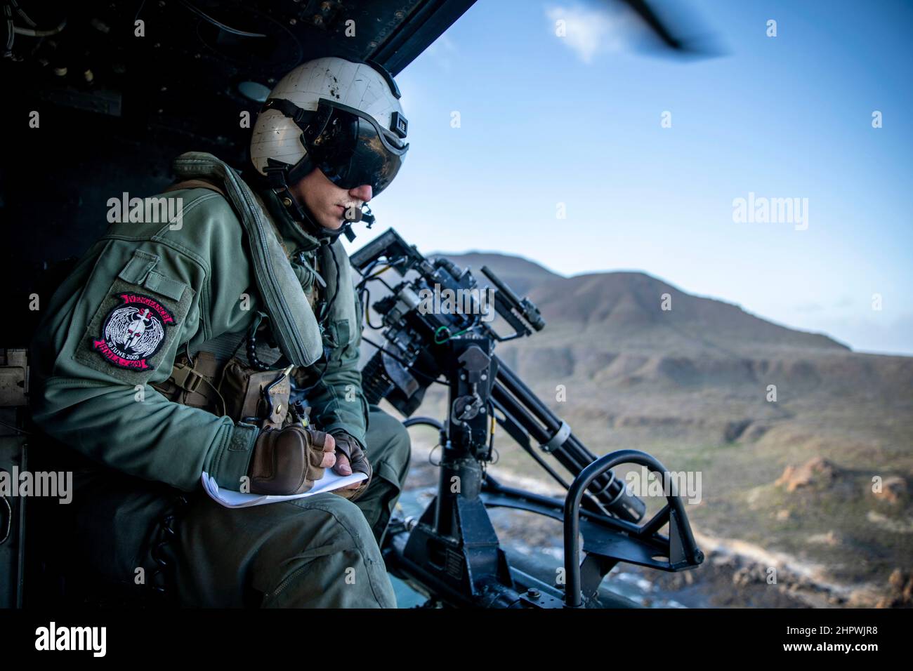 U.S. Marine Corps Lance Cpl. Wyatt Stark, a crew chief assigned to ...