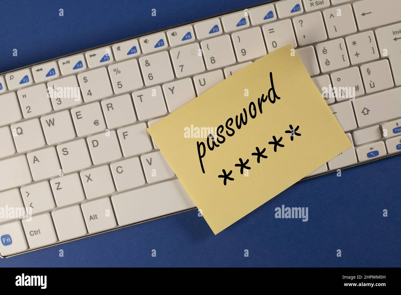 Top view of a note with hidden password text on a keyboard Stock Photo ...