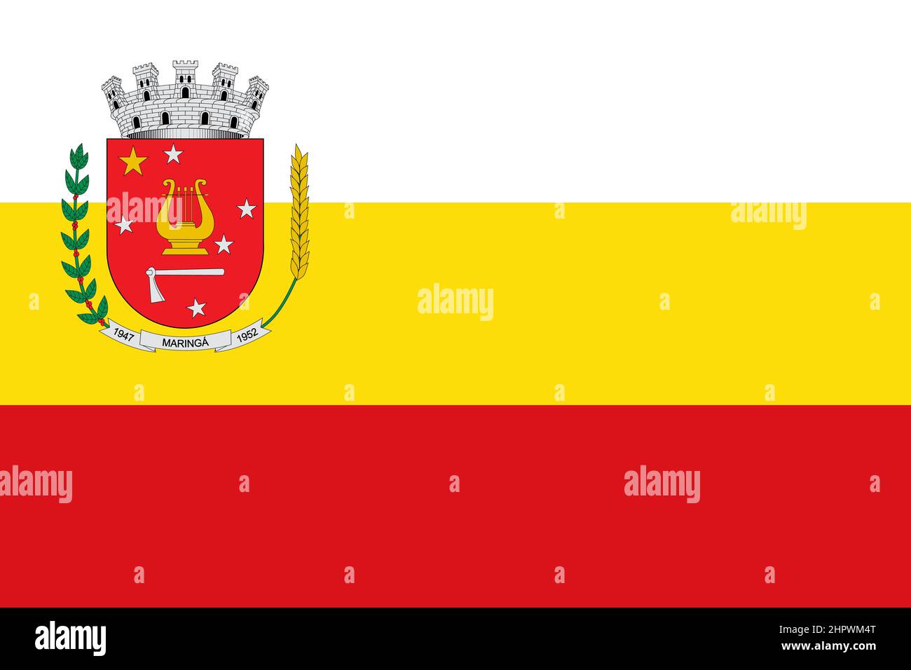 Top view of flag Maringa, Brazil. Brazilian patriot and travel concept ...