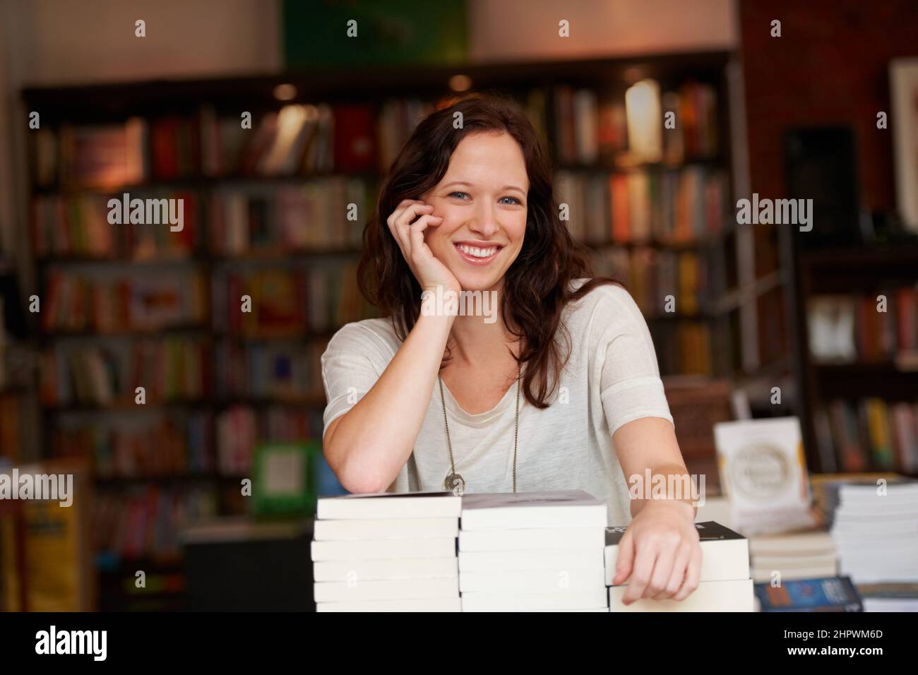 Ive worked hard to make my bookstore successful. Portrait of a young ...