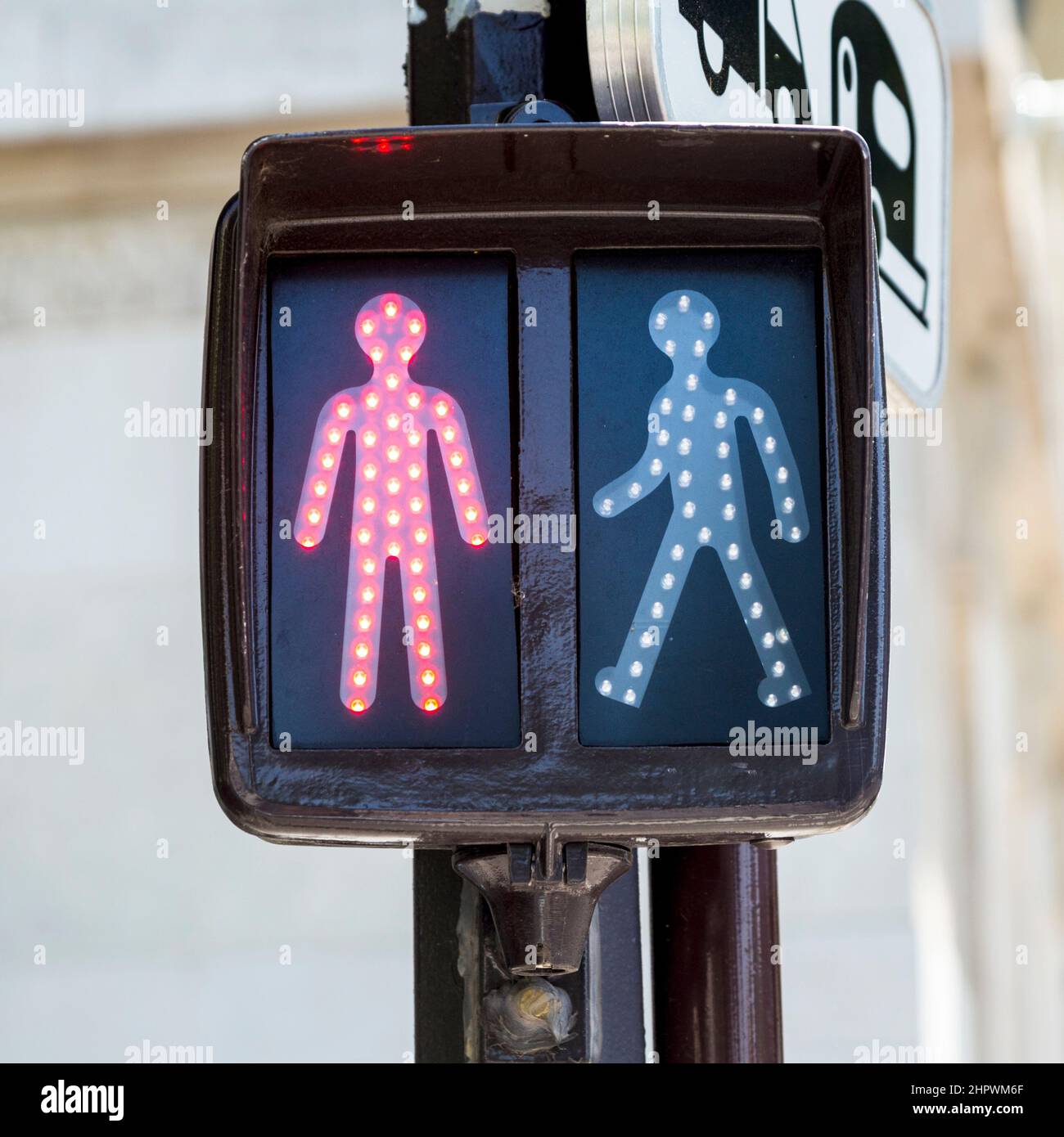 red traffic light for pedestrians in paris indicates stop Stock Photo ...