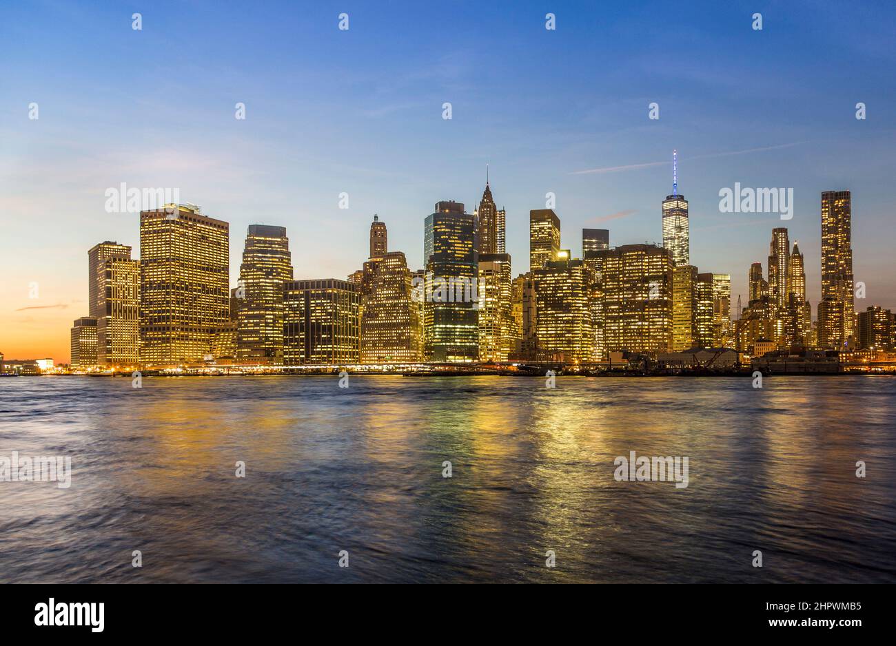 Manhattan waterfront at night, New York City, USA Stock Photo - Alamy