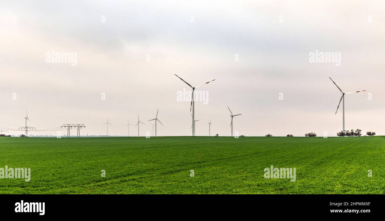 wind generators in rural landscape in Thuringia, Germany Stock Photo ...