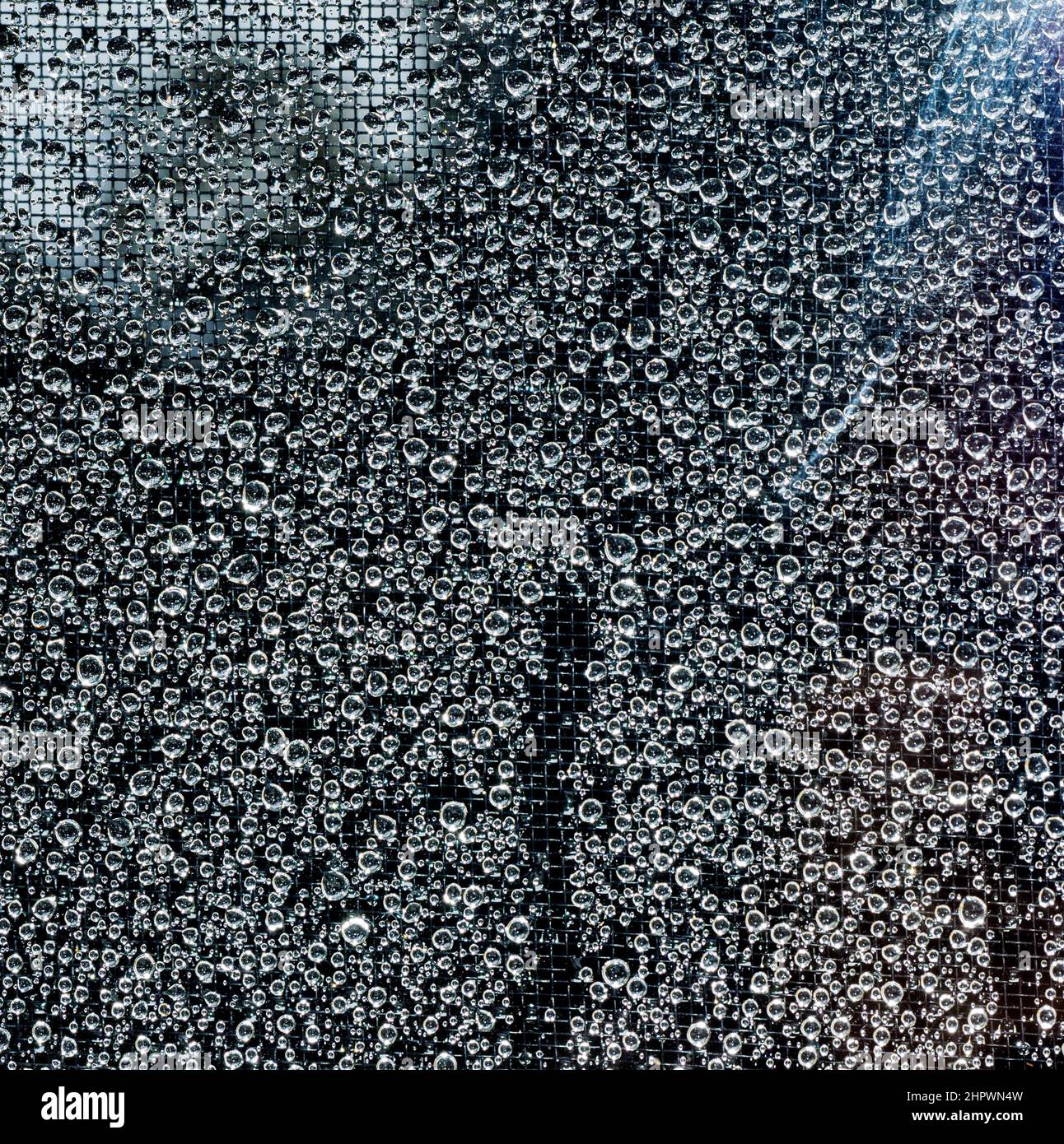 Raindrops on window pane, dark background Stock Photo - Alamy