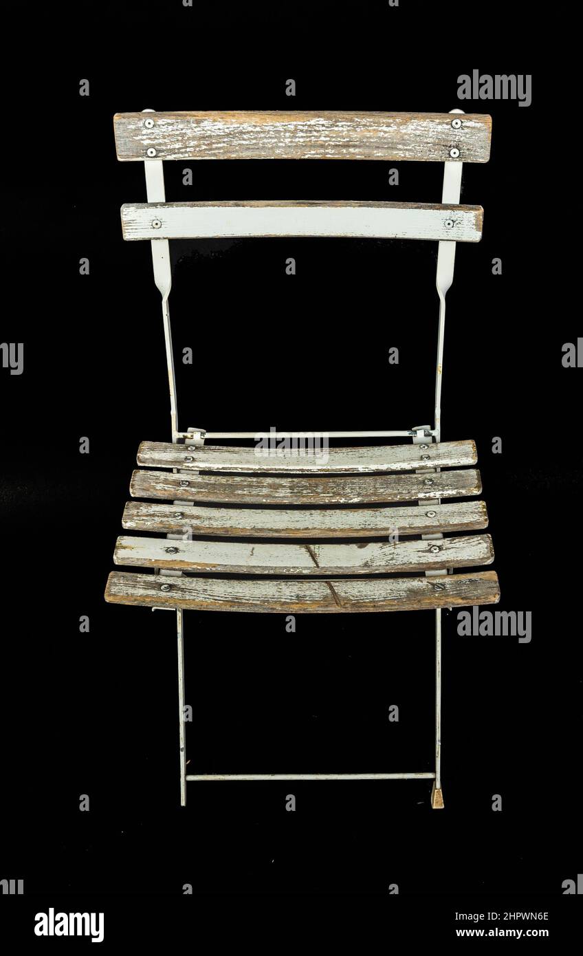 old empty wooden chair isolated on black background Stock Photo - Alamy